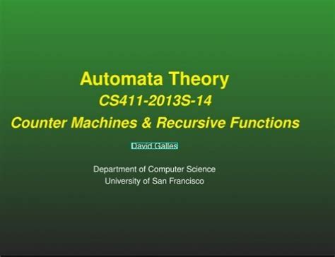 Automata Theory Computer Science University Of San Francisco