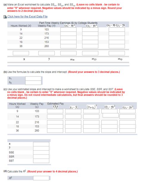 Solved A Make An Excel Worksheet To Calculate SS X SS D Chegg Com