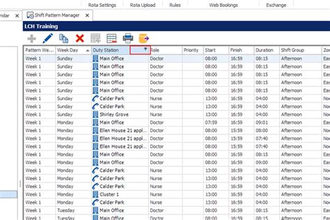 Filtering In Shift Pattern Manager