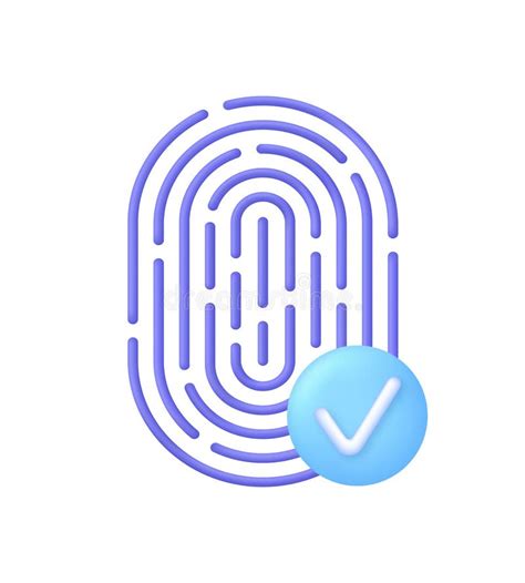3d Biometric Fingerprint Password Shield Fingerprint Identification Vector Icon Touch Id