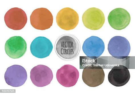 벡터 수채화 원입니다 그래픽 스플래시 디자인 종이에 잉크 도트 수채화 서클 원형 그런지 스팟 수채화에 대한 스톡 벡터 아트 및