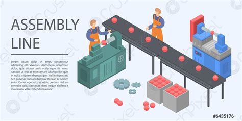 Assembly Line Concept Banner Isometric Style Stock Vector 6435176