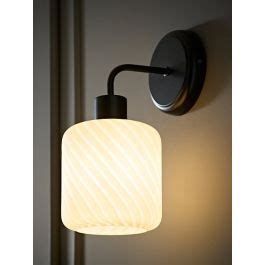 Matte Black And Frosted Swirl Glass Wall Light