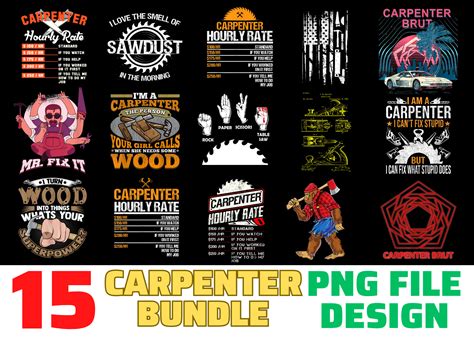 15 Carpenter Shirt Designs Bundle For Commercial Use Carpenter T Shirt