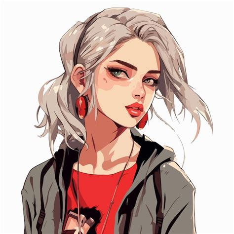 Premium Vector Young Girl Animestyle Character Vector Illustration
