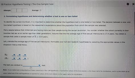 Solved Practice Hypothesis Testing L The One Sample Chegg
