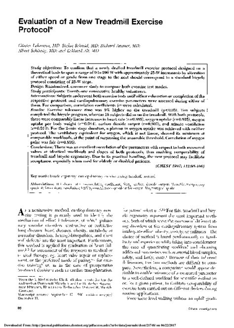 Pdf Evaluation Of A New Treadmill Exercise Protocol
