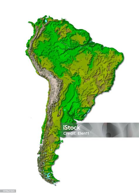 남미 대륙 흰색 배경에 고립 된 그림자와 상세한 종이 컷 계층지도 Nasa가 제공하는 이 이미지의 요소 입체지도에 대한 스톡