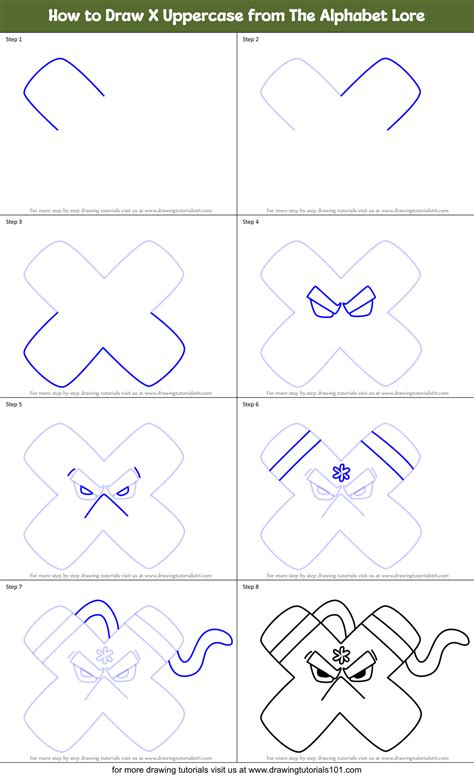 How To Draw X Uppercase From The Alphabet Lore The Alphabet Lore Step By Step