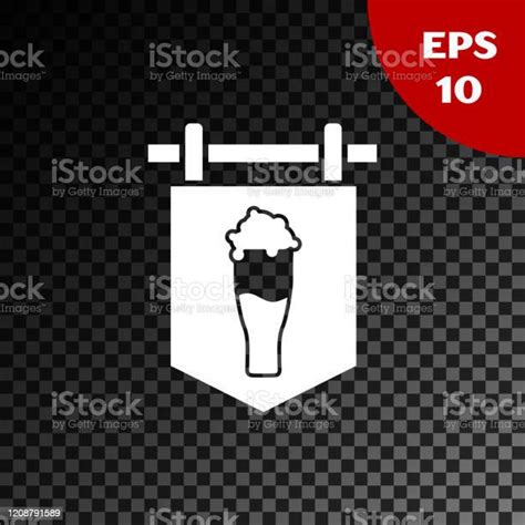 투명 한 어두운 배경에 고립 된 맥주 아이콘 의 유리 화이트 스트리트 간판 광고 바 카페 술집 레스토랑에 적합합니다 벡터 일러스트레이션 0명에 대한 스톡 벡터 아트 및 기타