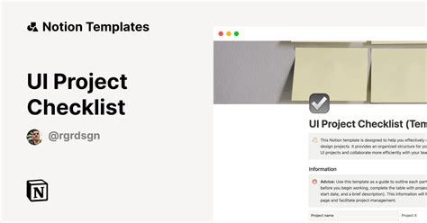 Ui Project Checklist By Ricardo Ramírez González Notion Template