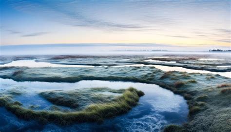 Premium Photo Ocean Shoreline Grass Fields In Winter With Beautiful