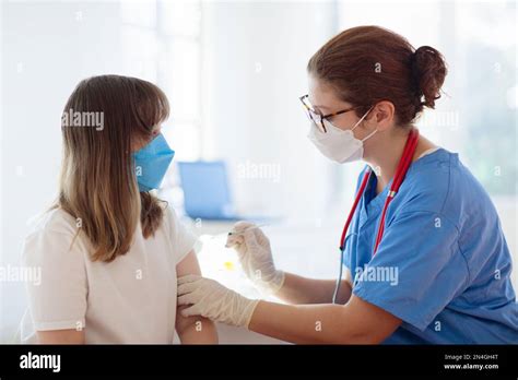 Girl Getting Vaccine Hpv Vaccination For Young Girls Doctor Giving