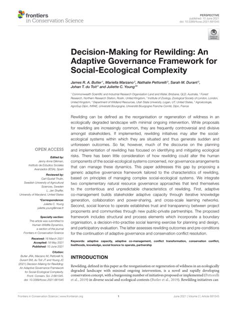 Pdf Decision Making For Rewilding An Adaptive Governance Framework