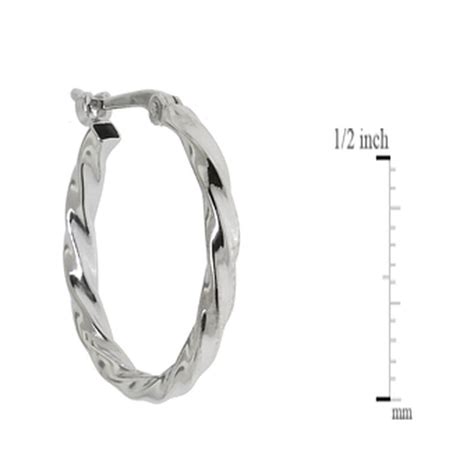 18mm Twisted Hoop Earrings 14k White Gold