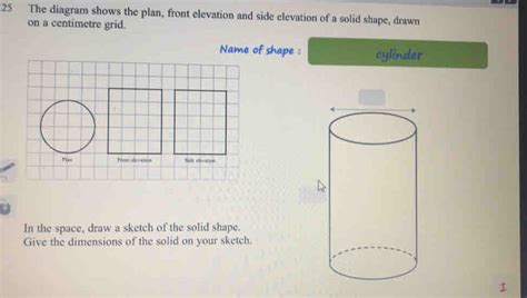 Solved 25 The Diagram Shows The Plan Front Elevation And Side Elevation Of A Solid Shape