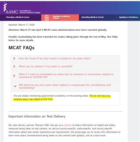 Aamc Says No Updates About New Dates At This Time R Mcat