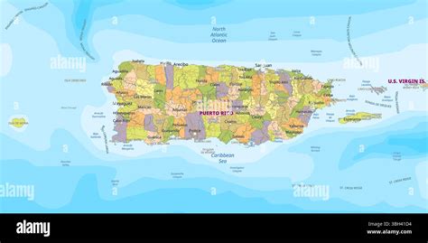 Detailed Political Map Of Puerto Rico Stock Vector Image And Art Alamy
