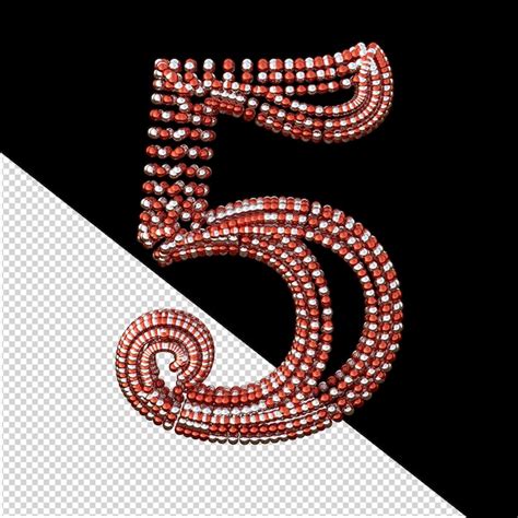 Premium Psd Symbol Of Small Silver And Red Spheres Number 5