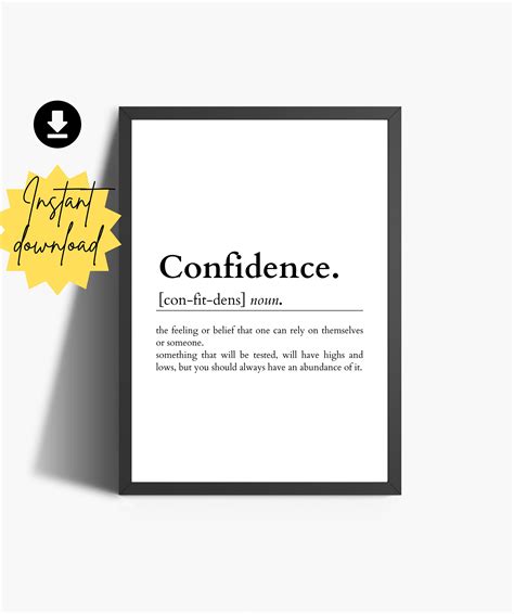 Confidence Definition Print Dictionary Style Art Digital Download Etsy