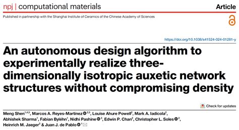 The Autonomous Design And Realization Of Auxetic Structures Using 3d Printing