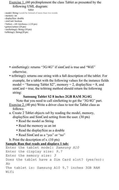 solved exercise 1 60 pts implement the class tablet as