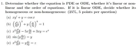 Solved 3 8 1 Determine Whether The Equation Is PDE Or ODE Chegg Com