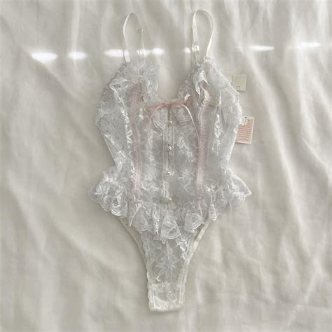 Coquette Sheer Lace Bodysuit Gorgeous Lace Ruffle Depop
