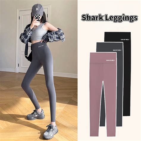 Shark Pants Womens High Waist Printed Word Buttock Lifting Barbie