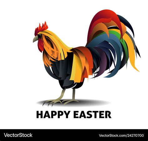 Rainbow Rooster Easter Background Royalty Free Vector Image