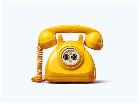 Premium Ai Image Yellow Telephone On A White Background Vintage Style