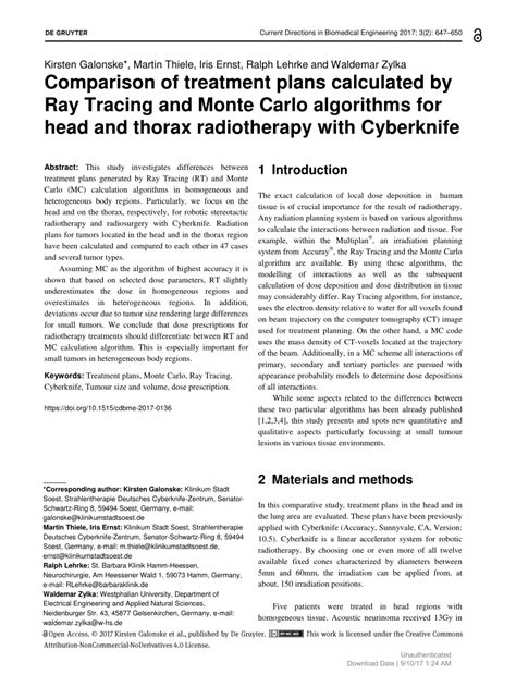 pdf comparison of treatment plans calculated by ray tracing and monte
