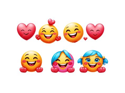 Colección Vibrante De Emojis Coloridos Que Incluyen Caras Sonrientes Y