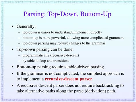 Ppt Compiler Design 5 Top Down Parsing With A Recursive Descent