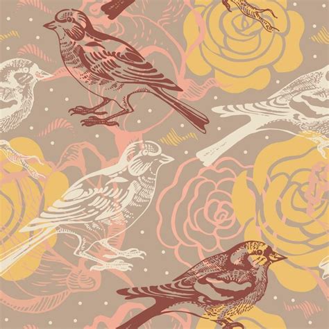 Premium Vector Floral Seamless Pattern With Bird