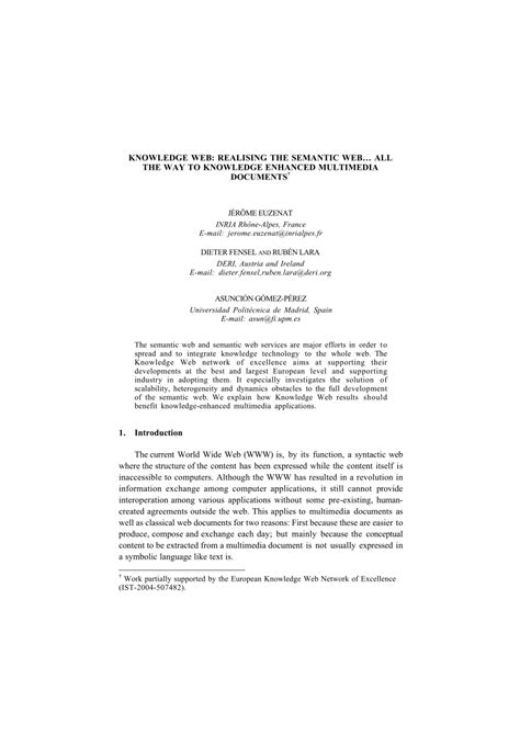 Pdf Knowledge Web Realising The Semantic Web All The Way To