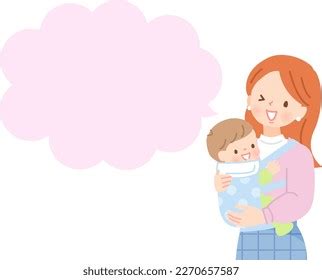 Mom Holding Baby Her Arms Pink Stock Vector Royalty Free 2270657587