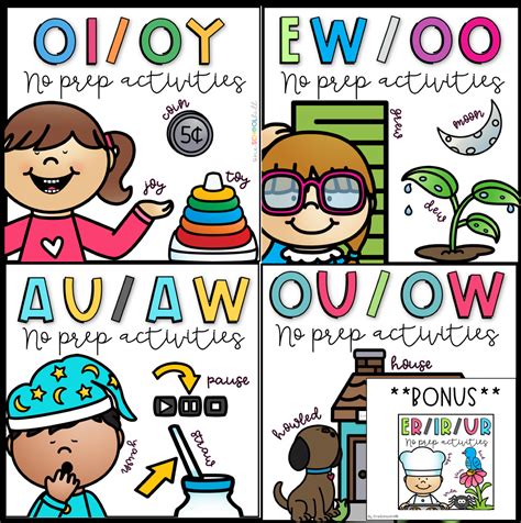 Diphthong Bundle:AU/AW, OI/OY, OU/OW, EW/OO + BONUS ER/IR/UR product ...