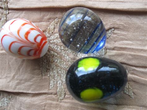 3 Medium Large Murano Style Glass Egg Shaped Ovoid Beads Eggs