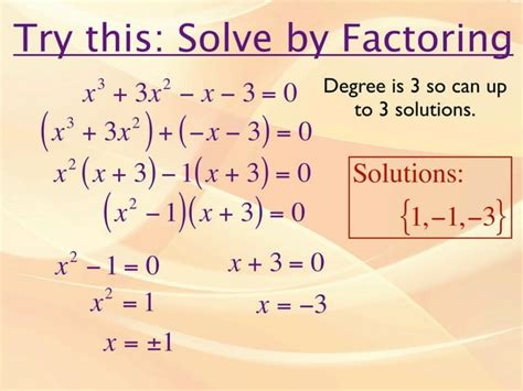 Notes Solving Polynomial Equations Key