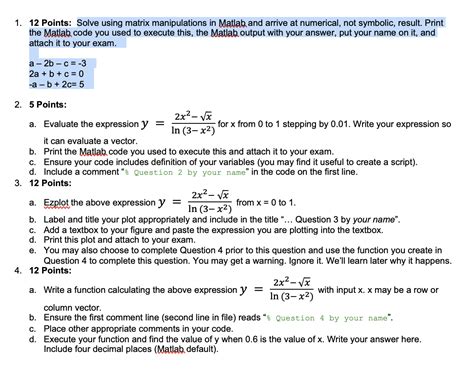 Solved 1 12 Points Solve Using Matrix Manipulations In