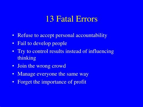 ppt 13 fatal errors of management powerpoint presentation free