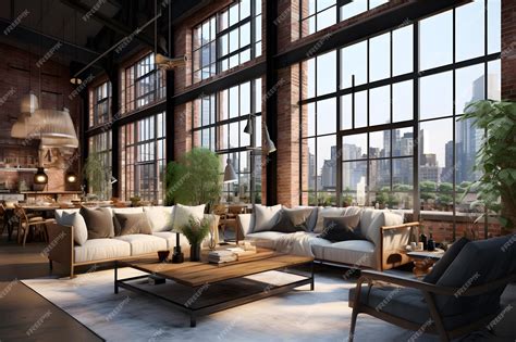 Premium Photo Industrial Chic Loft Apartments With Large Warehouse Window