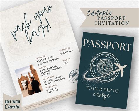 Editable Passport Invitation Template Custom Passport Template
