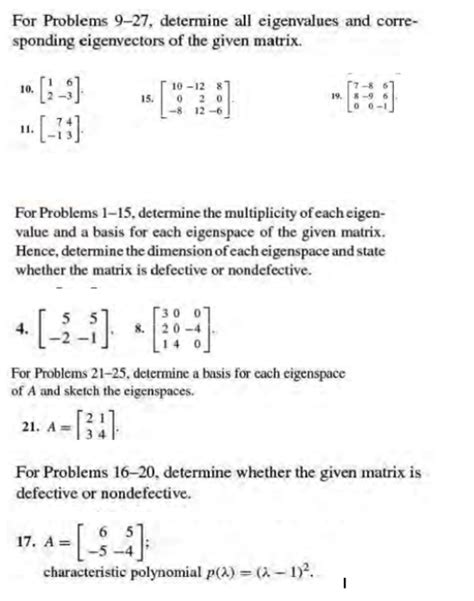 solved for problems 9 27 determine all eigenvalues and