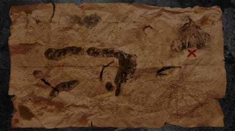 Undiscovered Location Very Old Treasure Map Skull And Bones