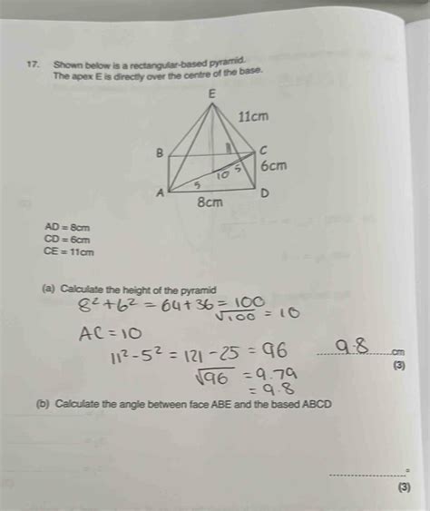 solved shown below is a rectangular based pyramid the apex e is