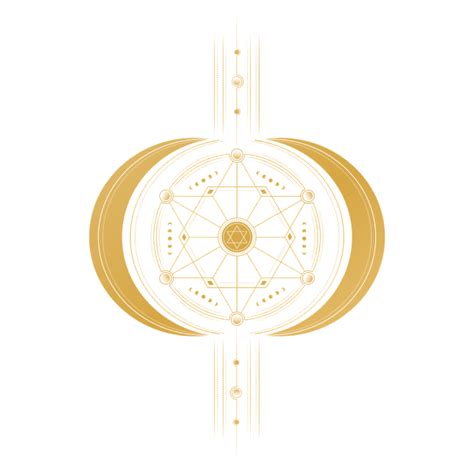 六芒星月亮金色线条塔罗牌符号