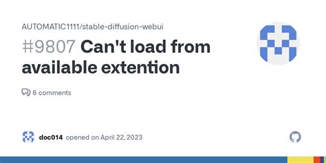 Can T Load From Available Extention Issue AUTOMATIC Stable Diffusion Webui GitHub