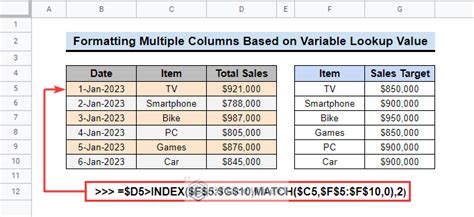 Google Sheets Conditional Formatting With INDEX MATCH